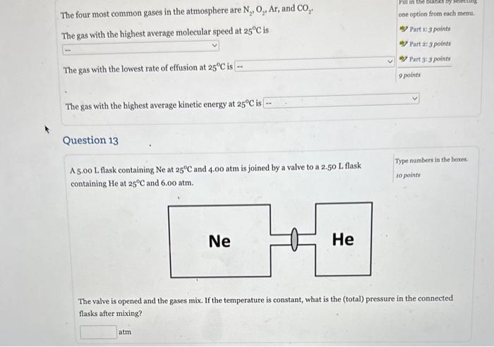 Solved The four most common gases in the atmosphere are | Chegg.com