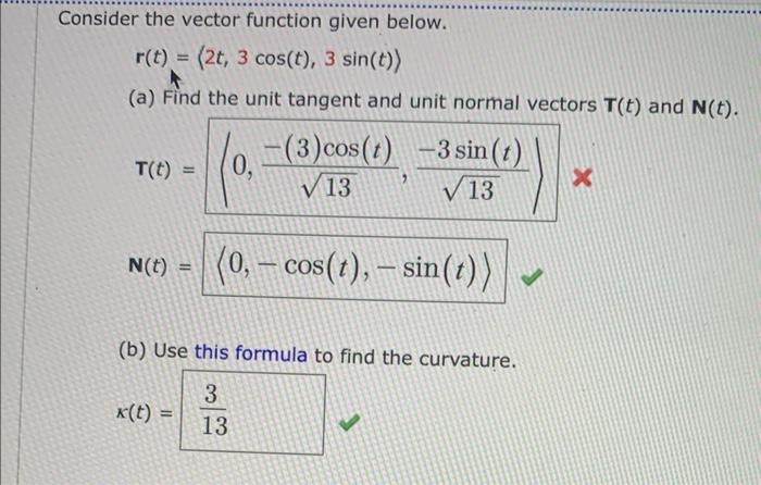 Solved Consider The Vector Function Given Below
