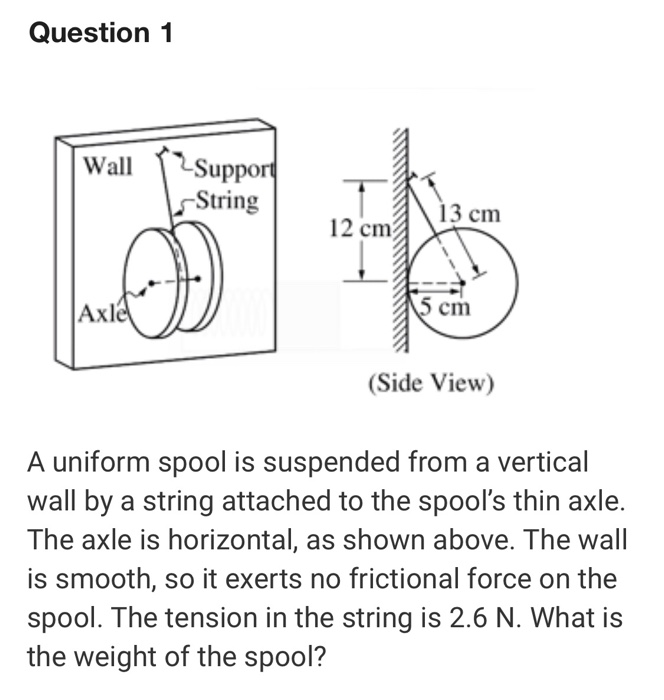 Solved Question 1 Wall 12 Support -String 13 cm 12 cm a | Chegg.com