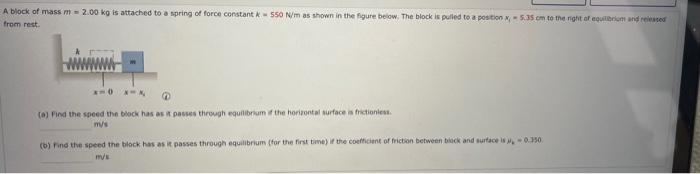 Solved recn rest. (a) Find the saeed the block has as x | Chegg.com