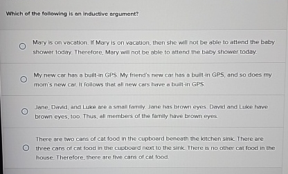 Solved Which of the following is an inductive argument?Mary | Chegg.com