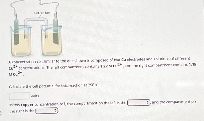 Solved A concentration cell similar to the one shown is | Chegg.com