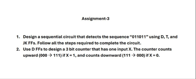 Solved Assignment-3Design a sequential circuit that detects | Chegg.com