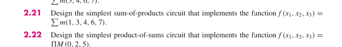 2.21 ﻿Design the simplest sum-of-products circuit | Chegg.com