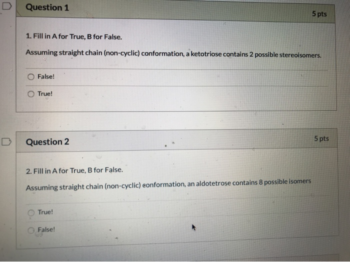 Solved Question 1 5 pts 1. Fill in A for True, B for False. | Chegg.com Solved Question 1 5 pts 1. Fill in A for True, B for False. | Chegg.com