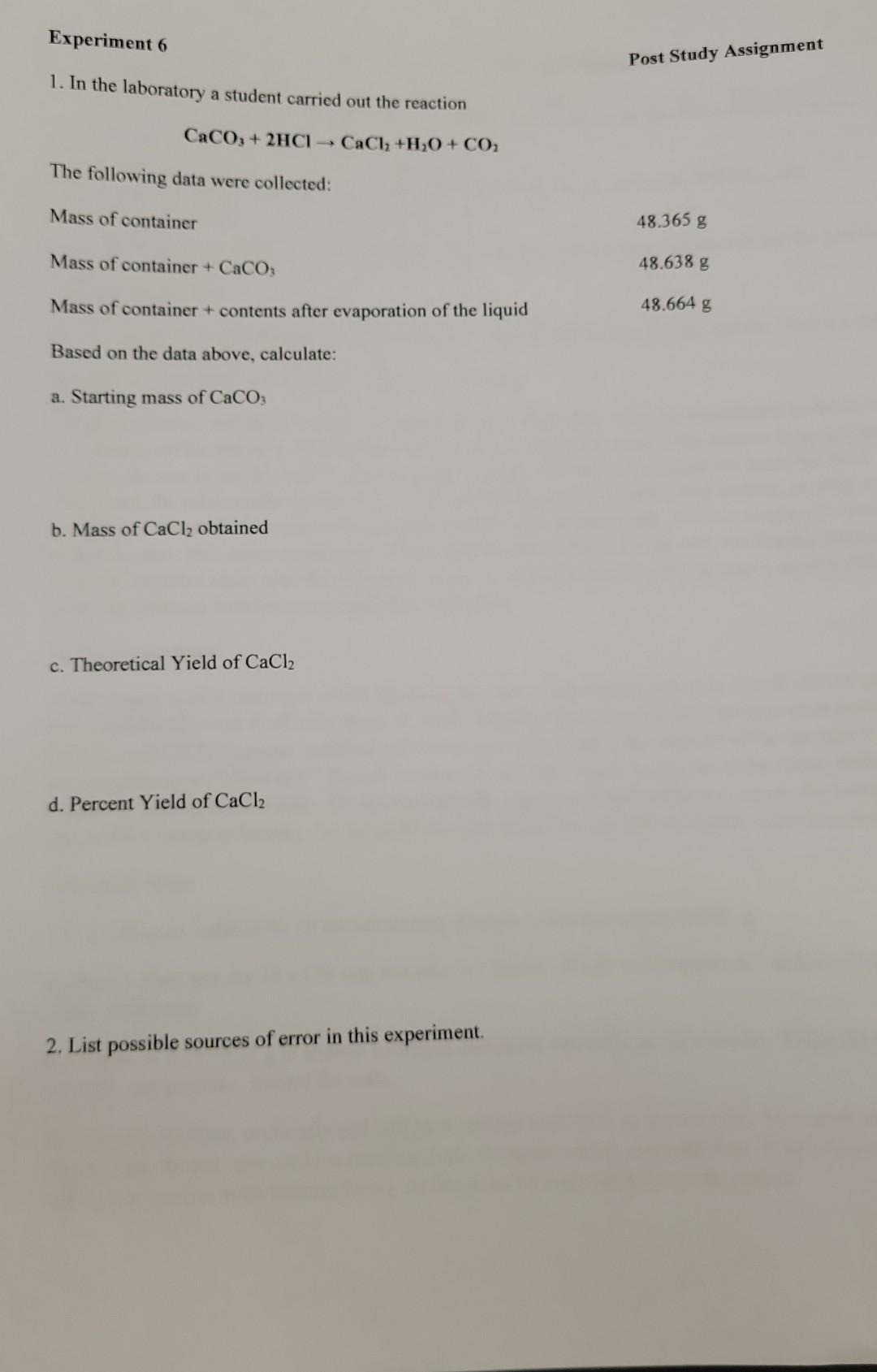 Solved Experiment 6 Post Study Assignment 1. In the | Chegg.com