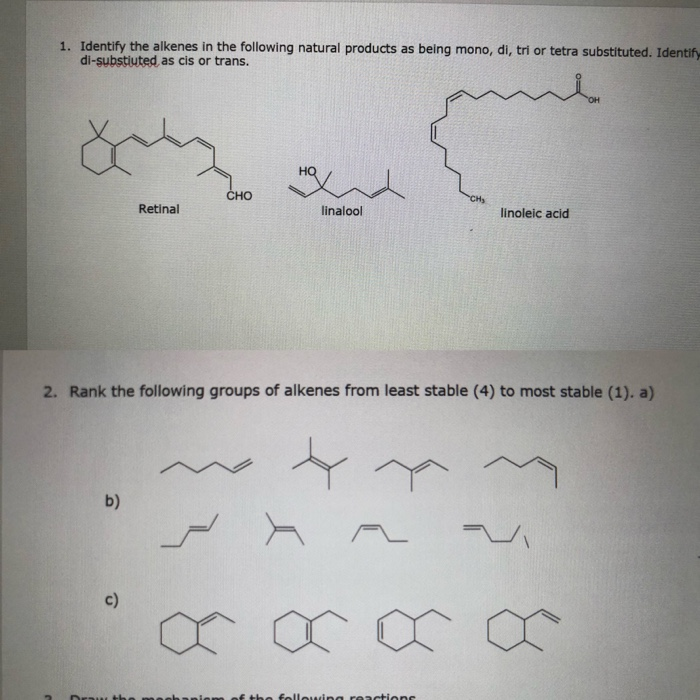 Solved 1. identify the alkenes in the following natural | Chegg.com