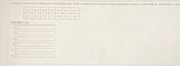 Construct a stem-and-leaf display for the following | Chegg.com