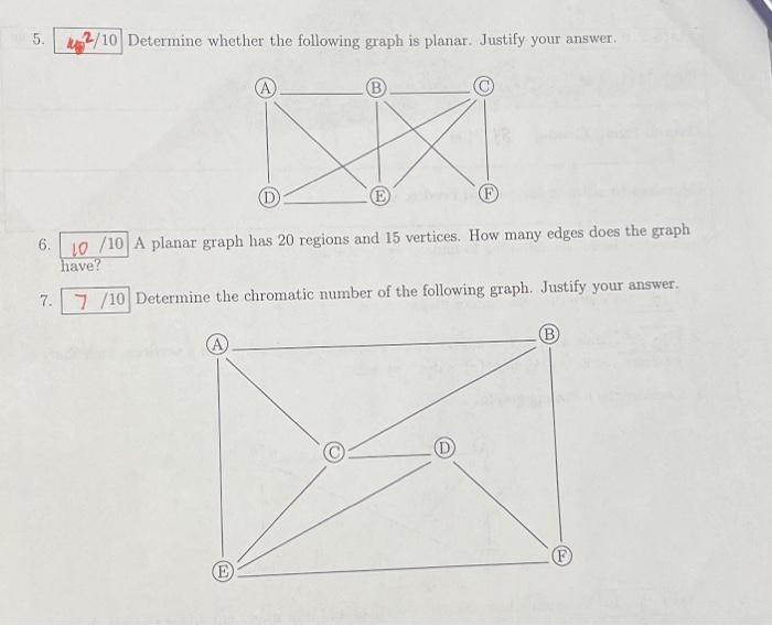 Solved 5. Determine whether the following graph is planar. | Chegg.com