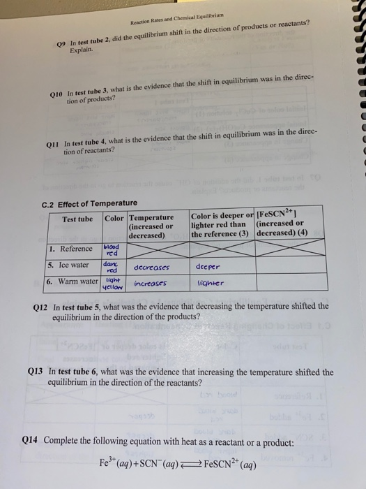 Solved REPORT SHEET Reaction Rates and Chemical Equilibrium | Chegg.com
