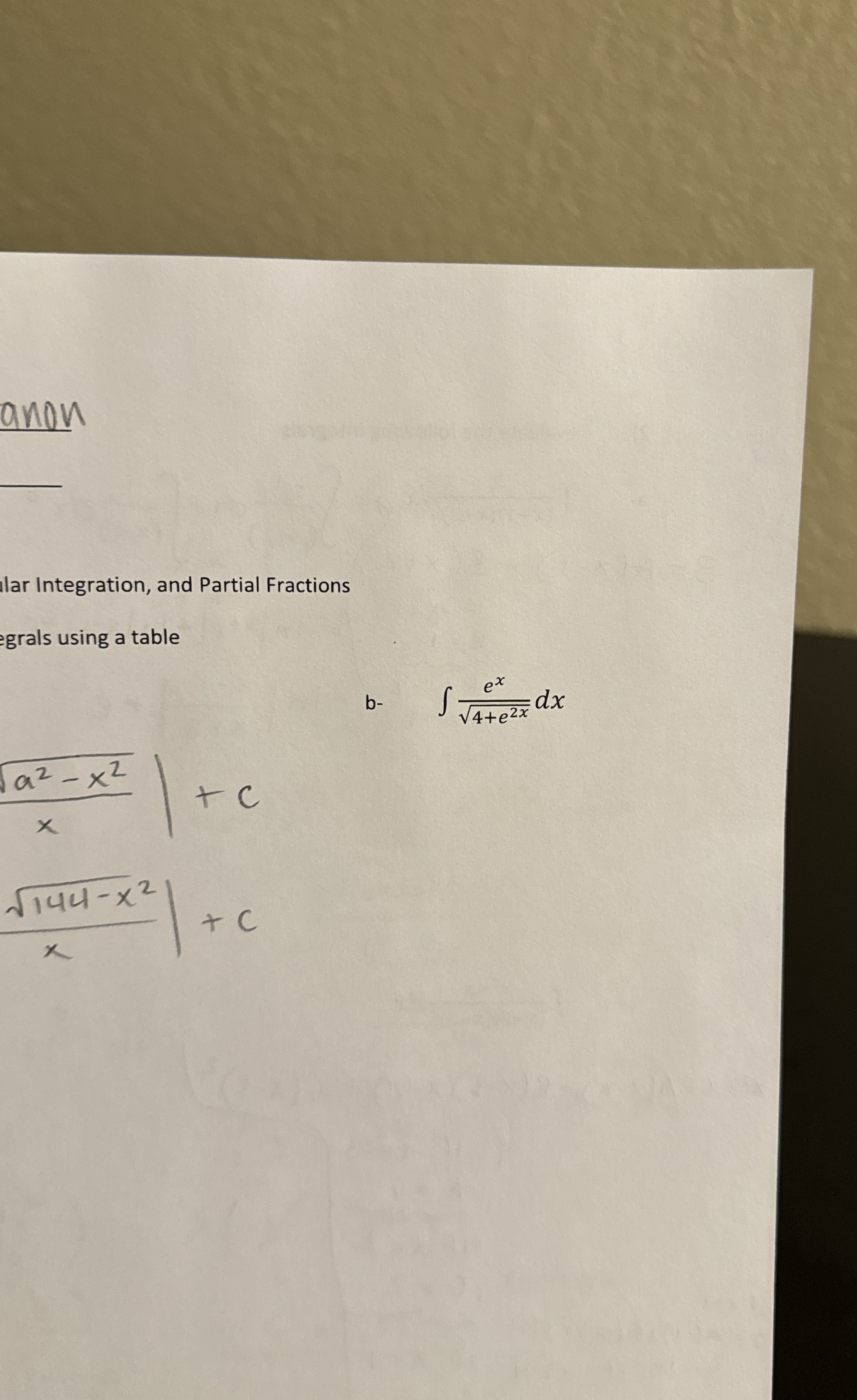 Solved anonIar Integration, and Partial Fractionsgrals using | Chegg.com