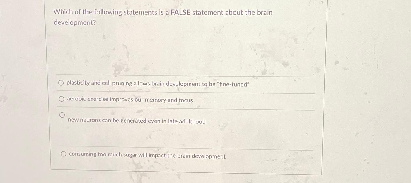 Solved Which of the following statements is a FALSE | Chegg.com