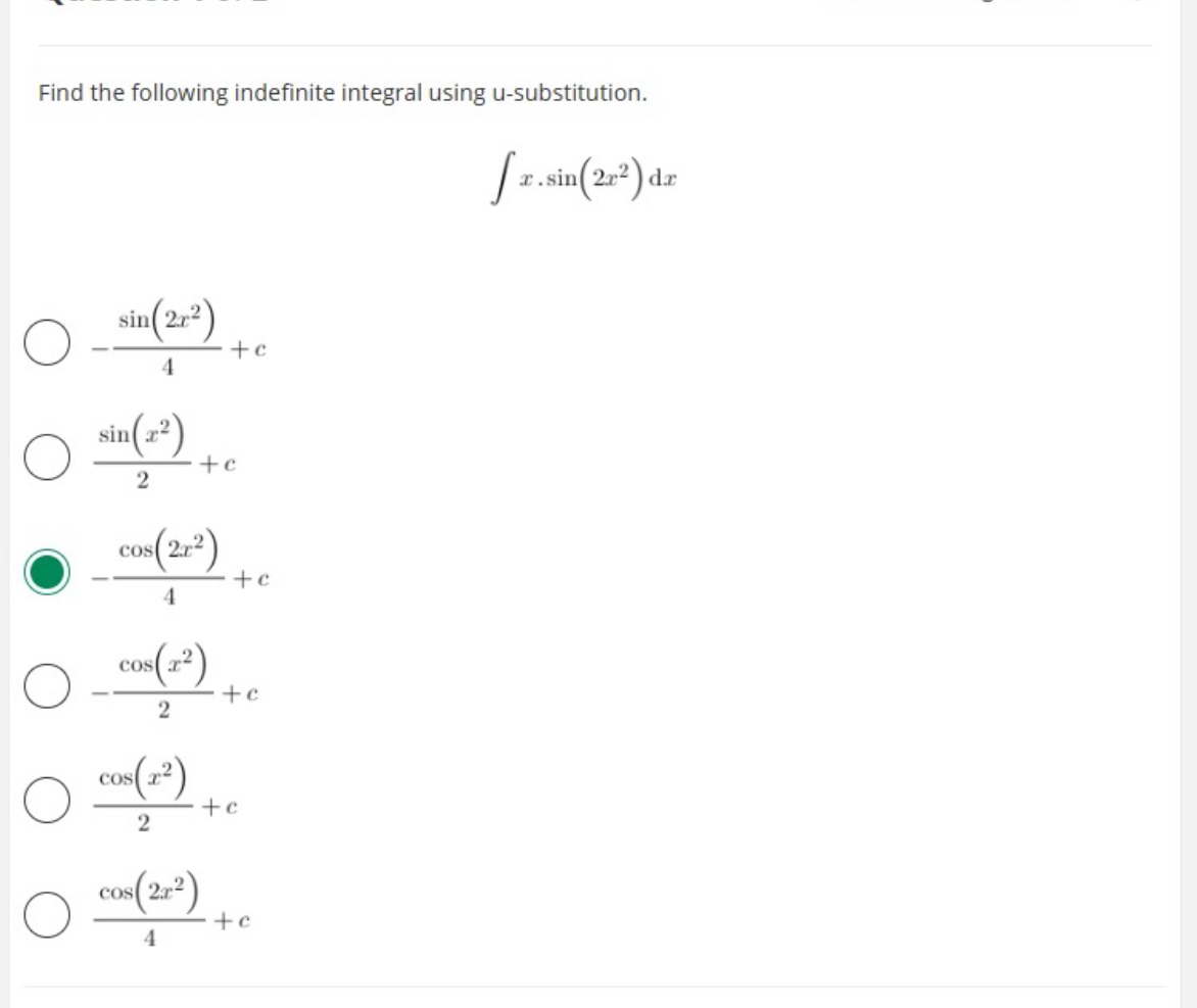 Solved Find the following indefinite integral using | Chegg.com