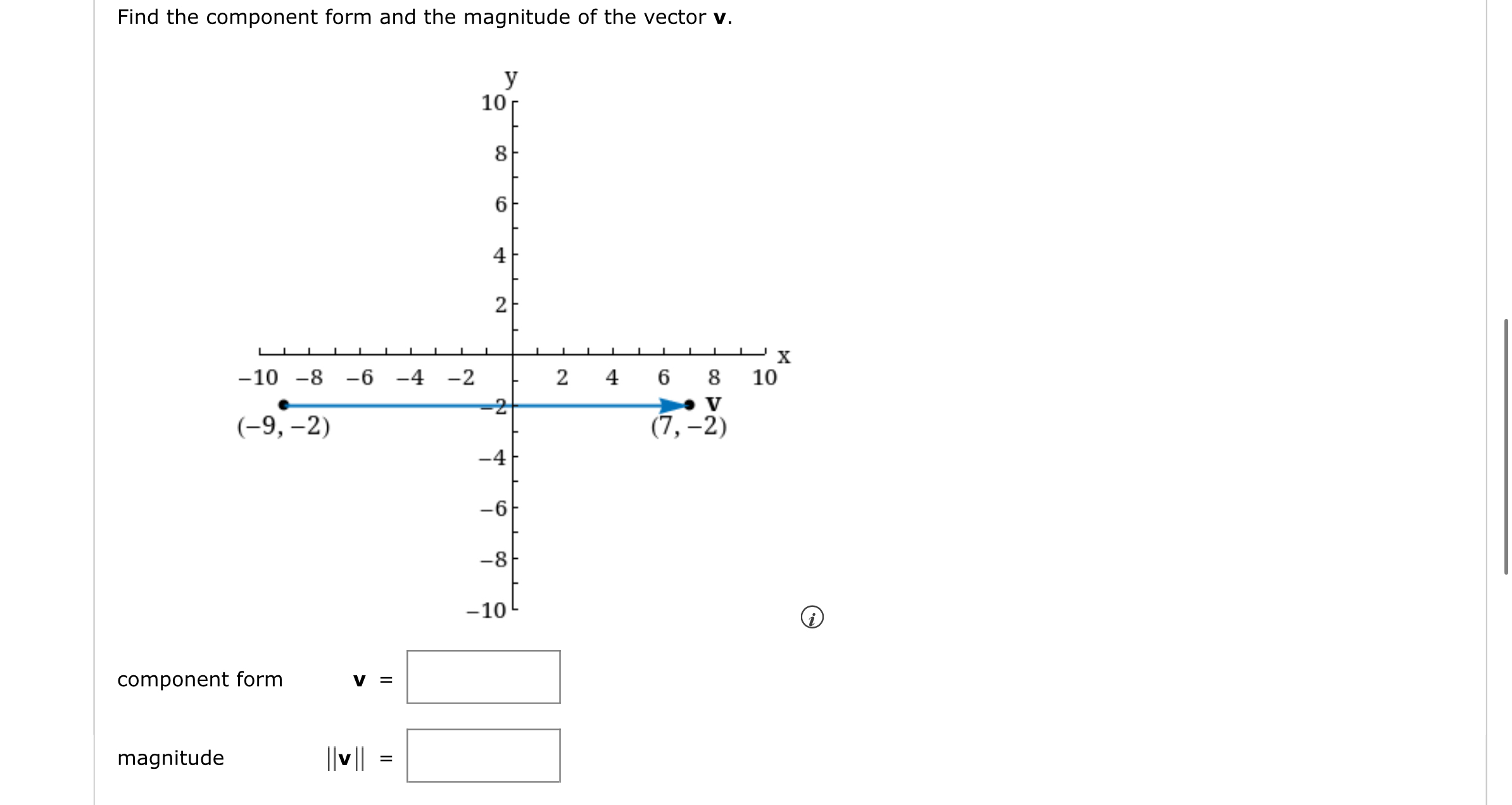Solved Find the component form and the magnitude of the | Chegg.com