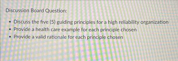 Solved Discussion Board Question: - Discuss the five (5) | Chegg.com