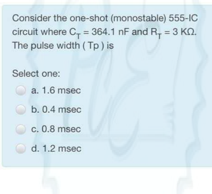 Solved Consider the one-shot (monostable) 555-IC circuit | Chegg.com