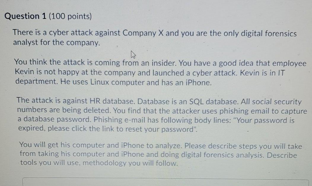 Solved Question 1 (100 points) There is a cyber attack | Chegg.com