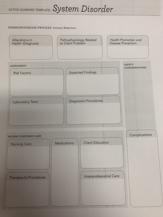 Solved ACTIVE LEARNING TEMPLATE: System Disorder | Chegg.com