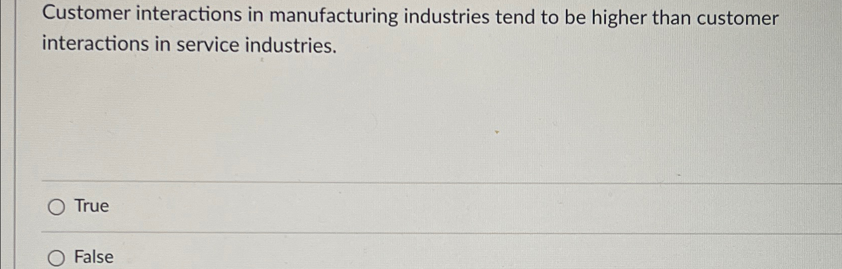 Solved Customer interactions in manufacturing industries | Chegg.com