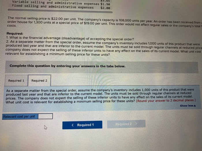Solved pter 12 Help Save & Exit Exercise 12-9 Special Order | Chegg.com