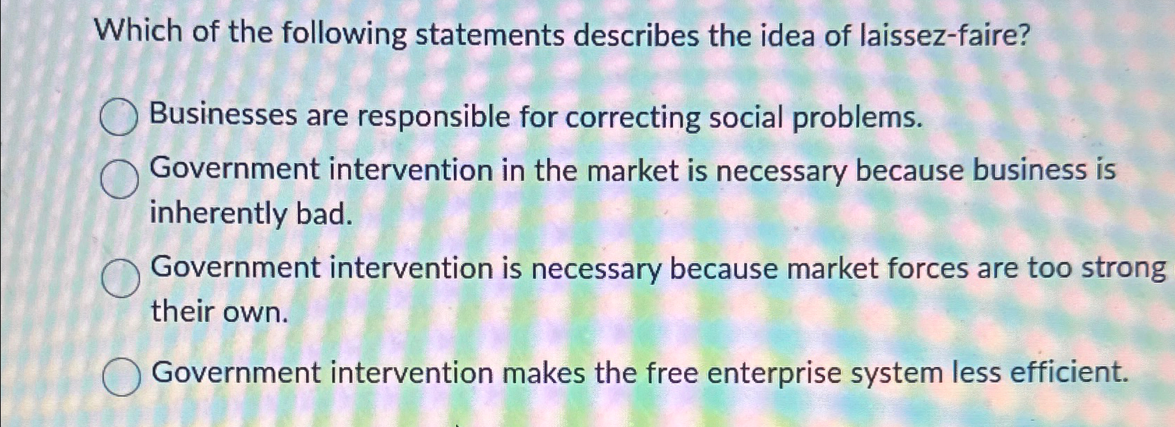 Which of the following statements describes the idea | Chegg.com