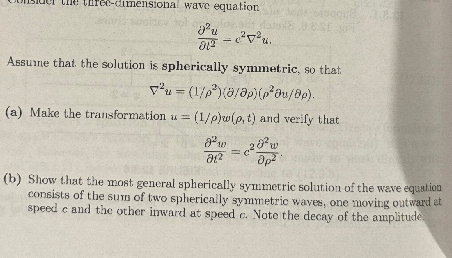 Solved wave equationdel2udelt2=c2grad2uAssume that the | Chegg.com