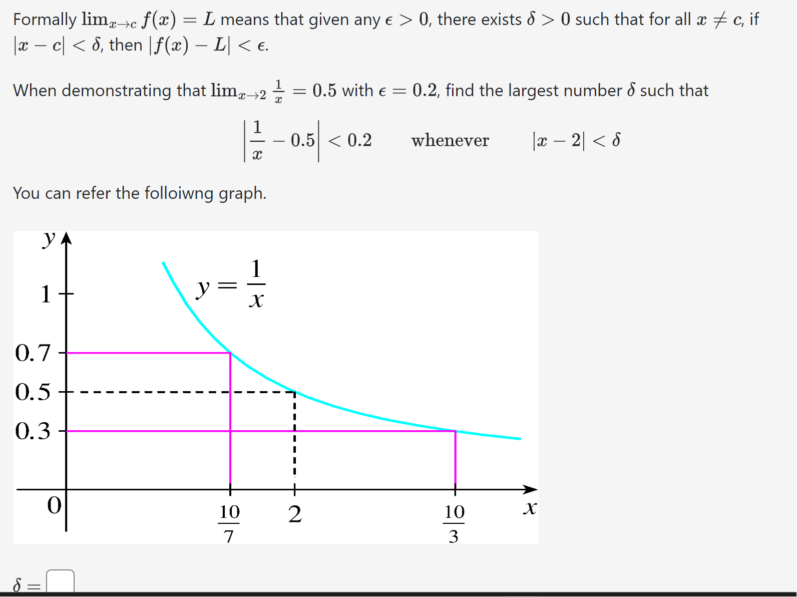 Solved Formally limx→cf(x)=L ﻿means that given any εlon>0, | Chegg.com
