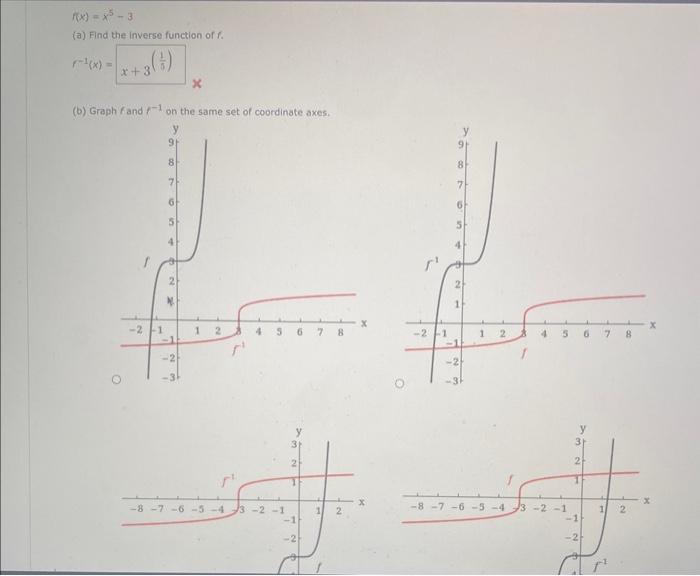 Solved F X X5−3 A Find The Inverse Function Of F
