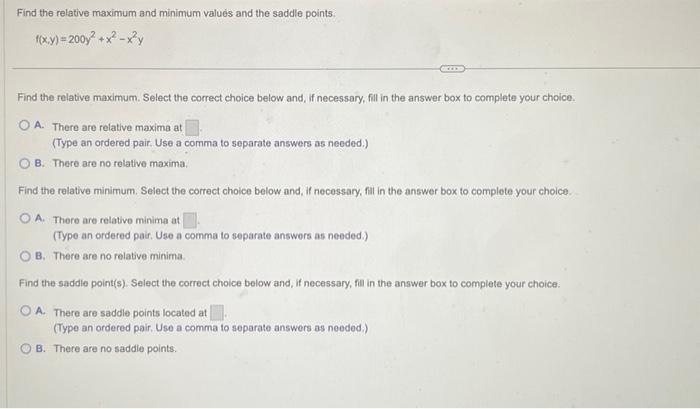 Solved Find the relative maximum and minimum values and the | Chegg.com