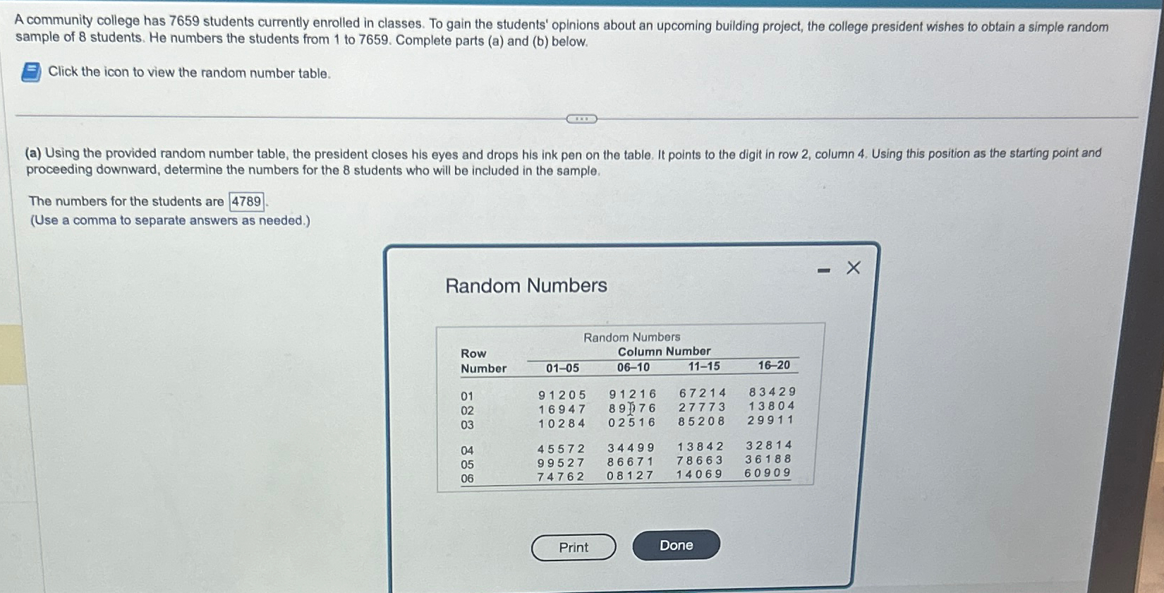 Solved A community college has 7659 ﻿students currently | Chegg.com