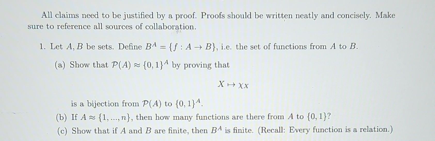 Solved All claims need to be justified by a proof. Proofs | Chegg.com