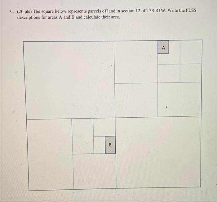Solved 3. (20 pts) The square below represents parcels of | Chegg.com