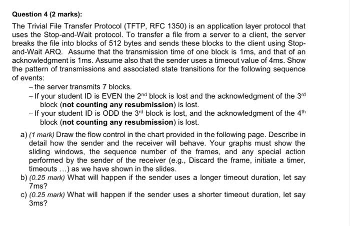 Solved Question 4 (2 marks): The Trivial File Transfer | Chegg.com