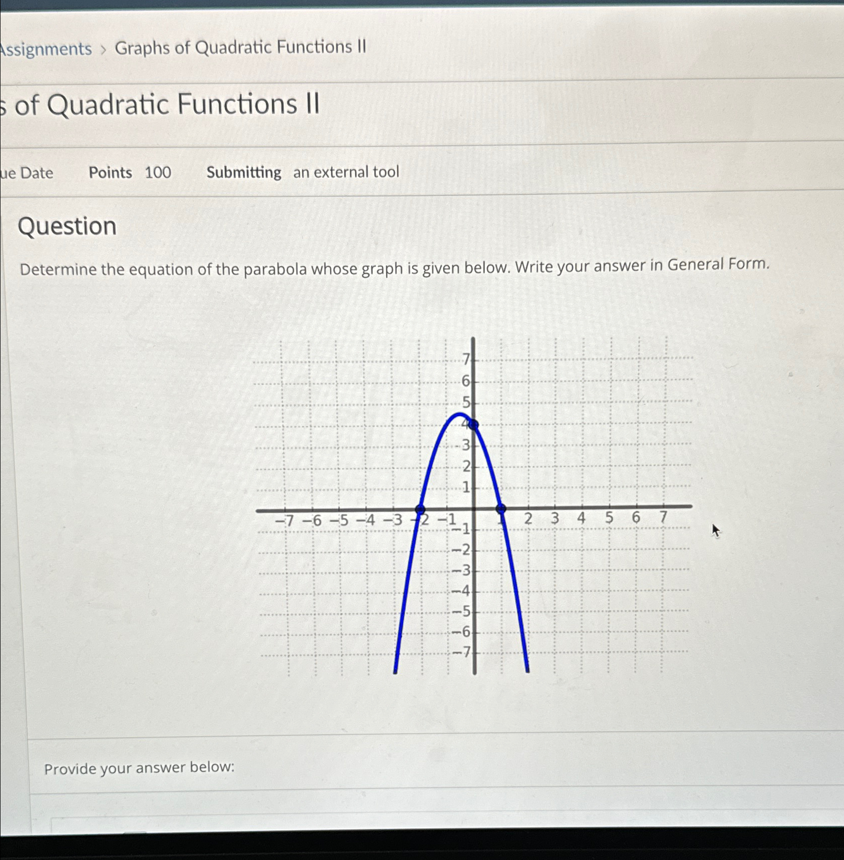 Solved Assignments > ﻿Graphs of Quadratic Functions IIof | Chegg.com