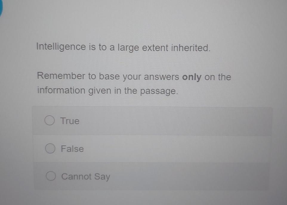 Solved Intelligence is to a large extent inherited.Remember | Chegg.com