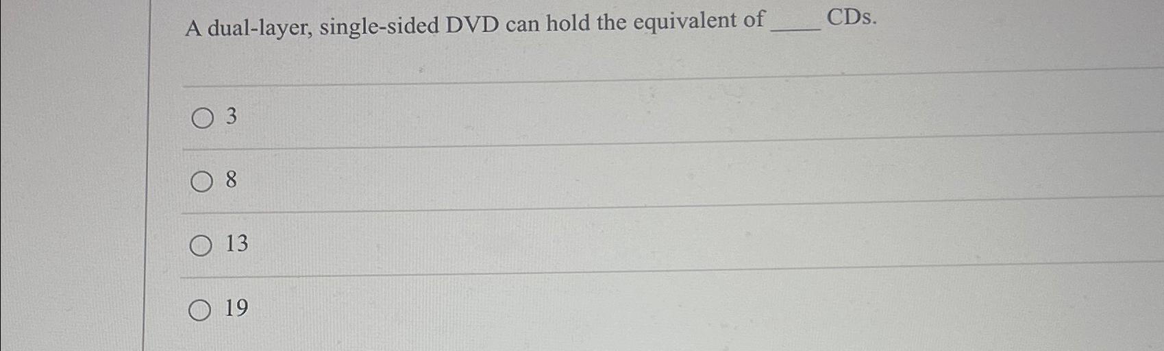 Solved A dual-layer, single-sided DVD can hold the | Chegg.com