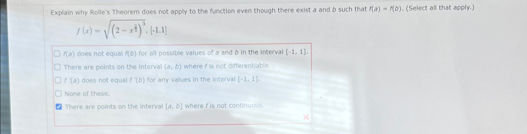 Solved Explain why Rolle's Theorem does not apply to the | Chegg.com