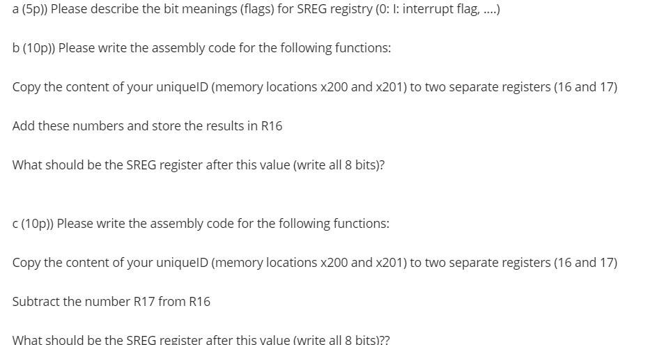 Solved a (5p)) Please describe the bit meanings (flags) for | Chegg.com