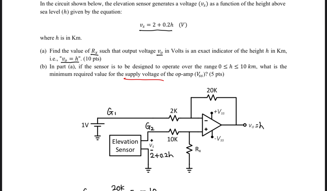 Solved In the circuit shown below, the elevation sensor | Chegg.com