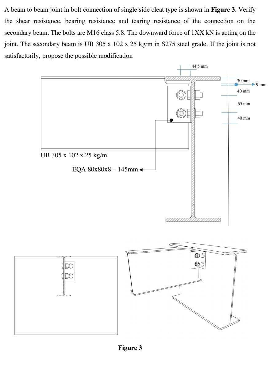 Solved A beam to beam joint in bolt connection of single | Chegg.com