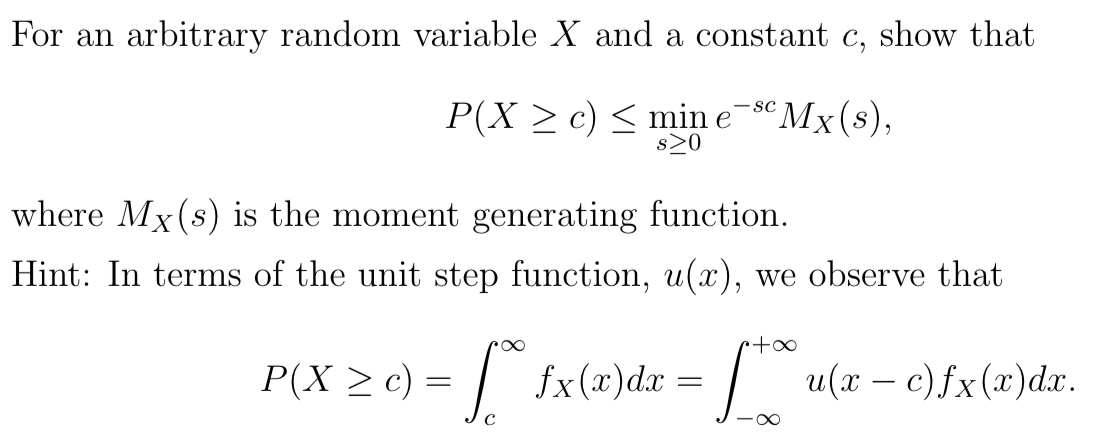 Solved For an arbitrary random variable x ﻿and a constant c, | Chegg.com