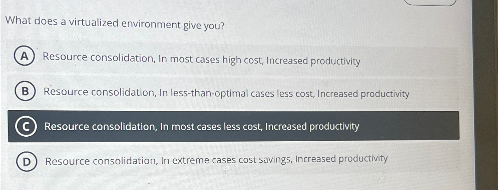Solved What does a virtualized environment give you?Resource | Chegg.com