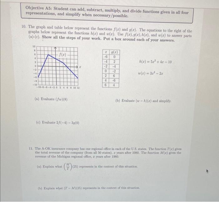 Solved Objective A5: Student can add, subtract, multiply, | Chegg.com