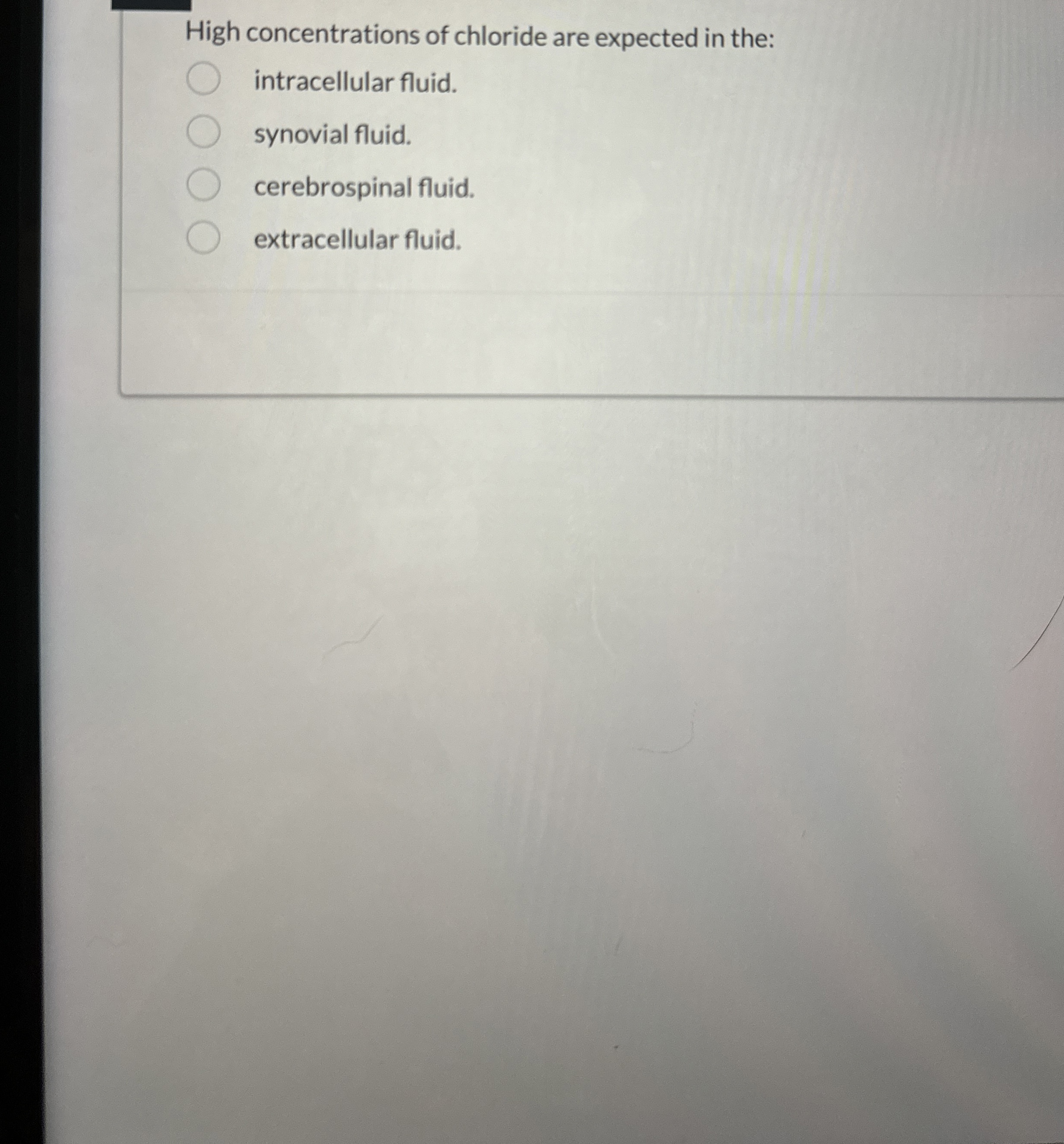 Solved High concentrations of chloride are expected in | Chegg.com