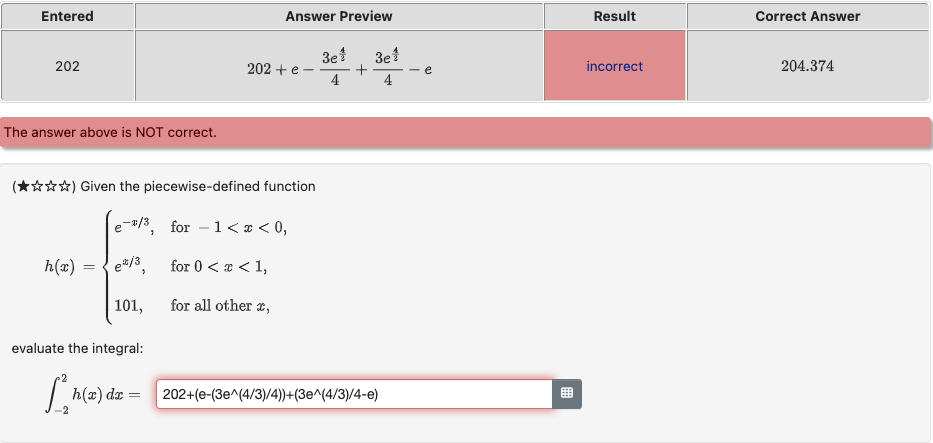 Solved ∫-22h(x)dx=Can't seem to find where I'm going wrong, | Chegg.com