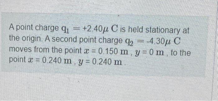 Solved A point charge q1=+2.40μC is held stationary at the | Chegg.com