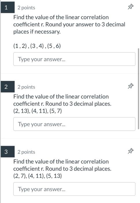 Solved Find the value of the linear correlation coefficient | Chegg.com