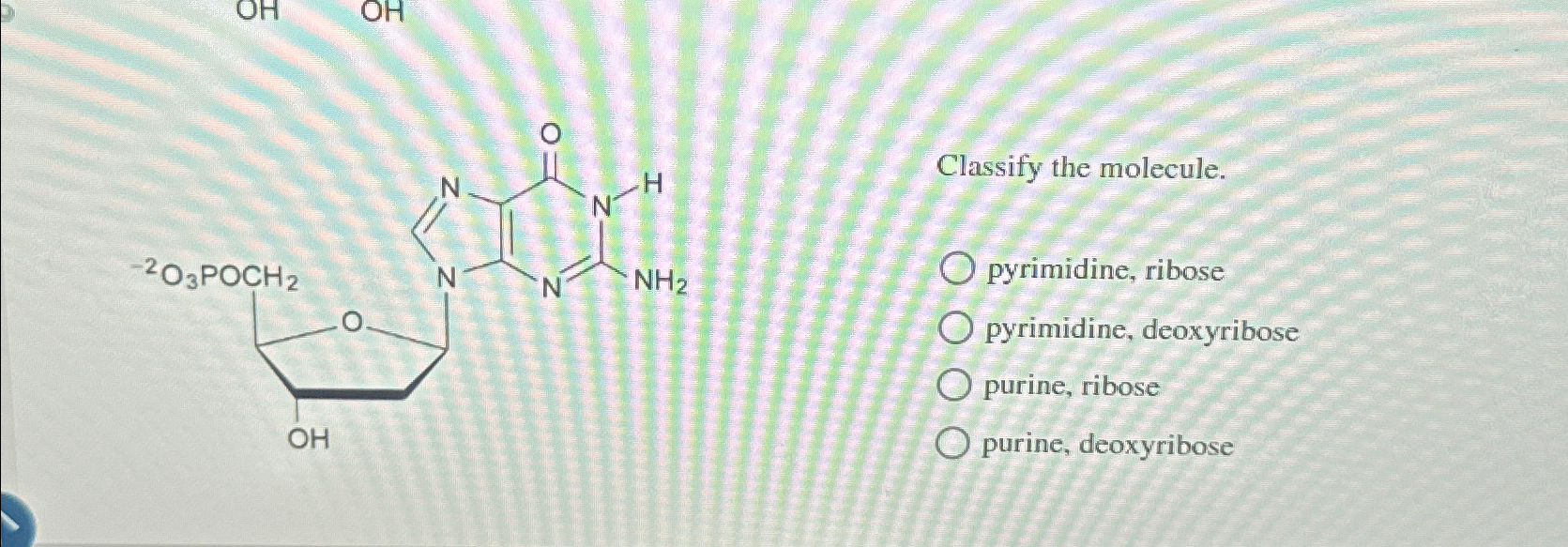 Solved Classify the molecule.pyrimidine, ribosepyrimidine, | Chegg.com