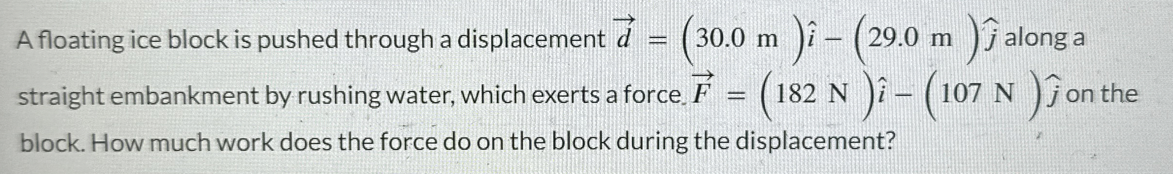 Solved A floating ice block is pushed through a displacement | Chegg.com