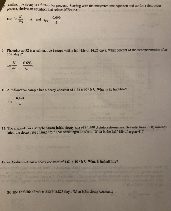 Solved Radioactive decay is a first-order process. Starting | Chegg.com